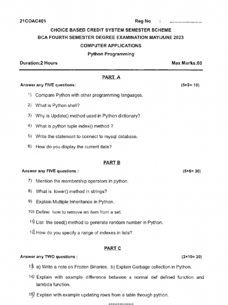 Bca IV Sem June 2023 | PDF