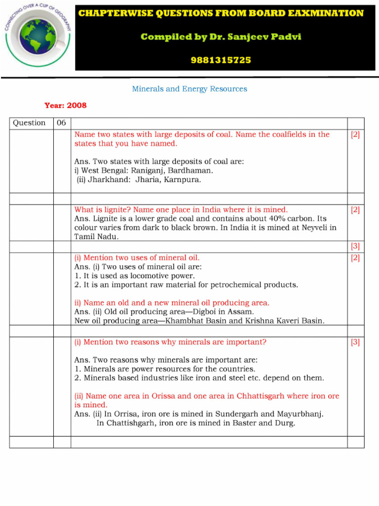 Minerals and Energy Resources | PDF