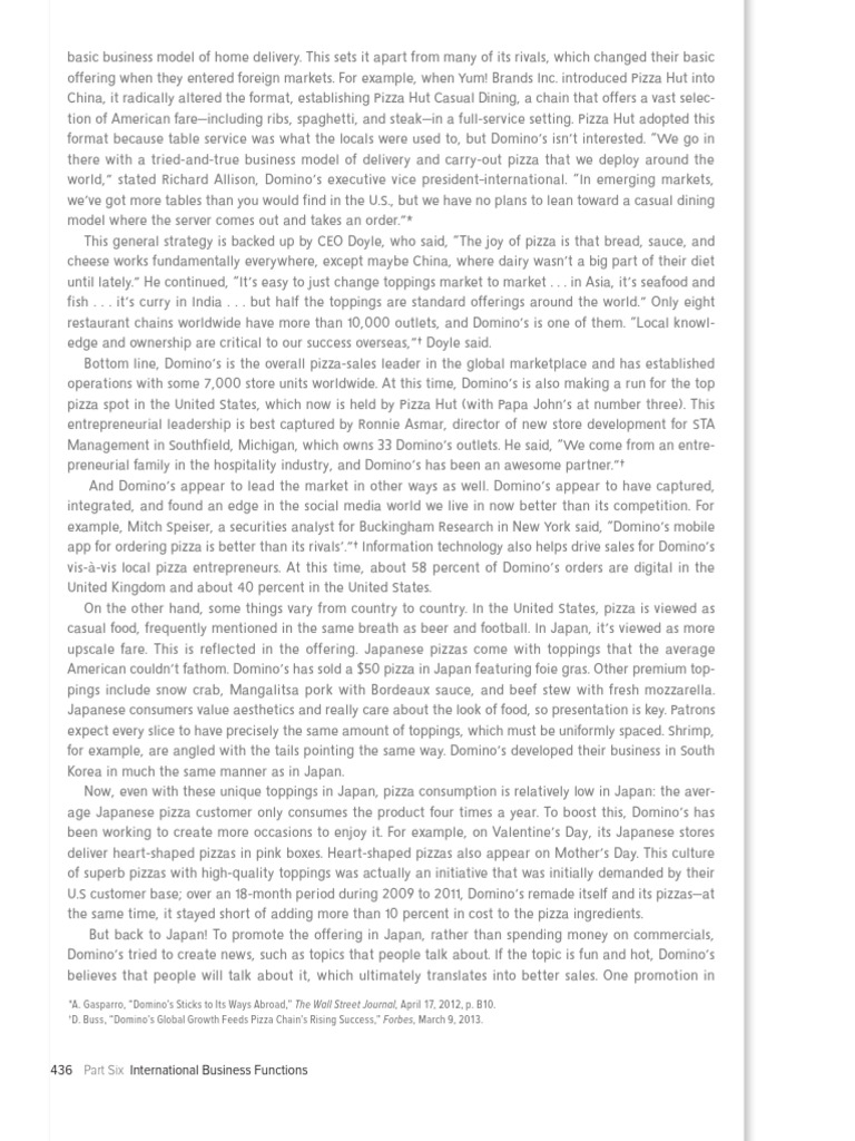 Minicase Module 5 International Marketing Dominos Pizza | PDF | Pizza ...