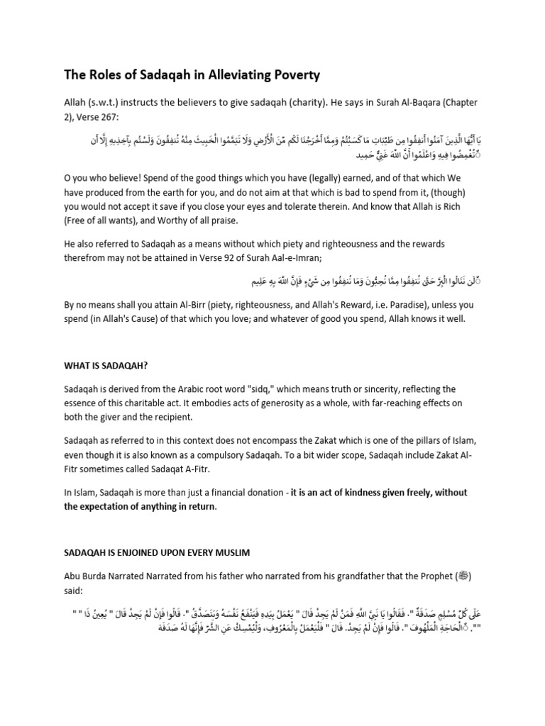 1 - The Roles of Sadaqah in Alleviating Poverty | PDF | Abrahamic ...