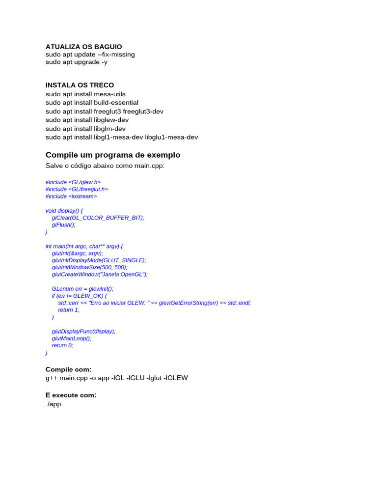 Instalação Opengl Linux | PDF