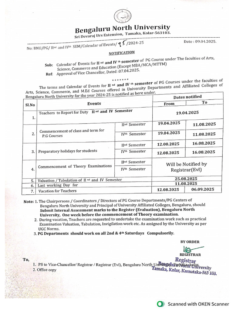 2&4 Sem PG Calendar of Events | PDF