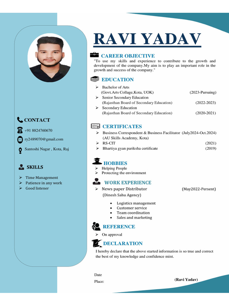 C.V. - Ravi Yadav | PDF