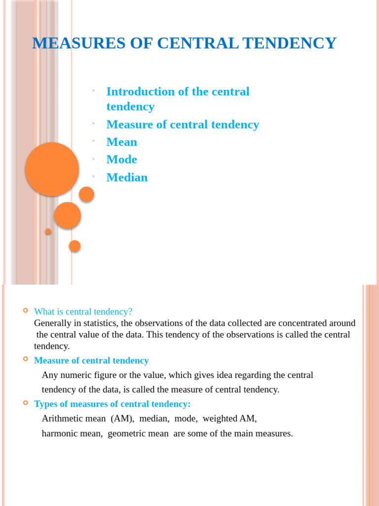 Unit1-Measures of Central Tendancy | PDF | Mean | Mode (Statistics)