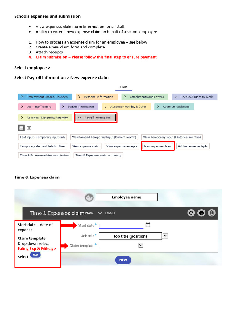 Itrent Schools Expenses and Submissi | PDF