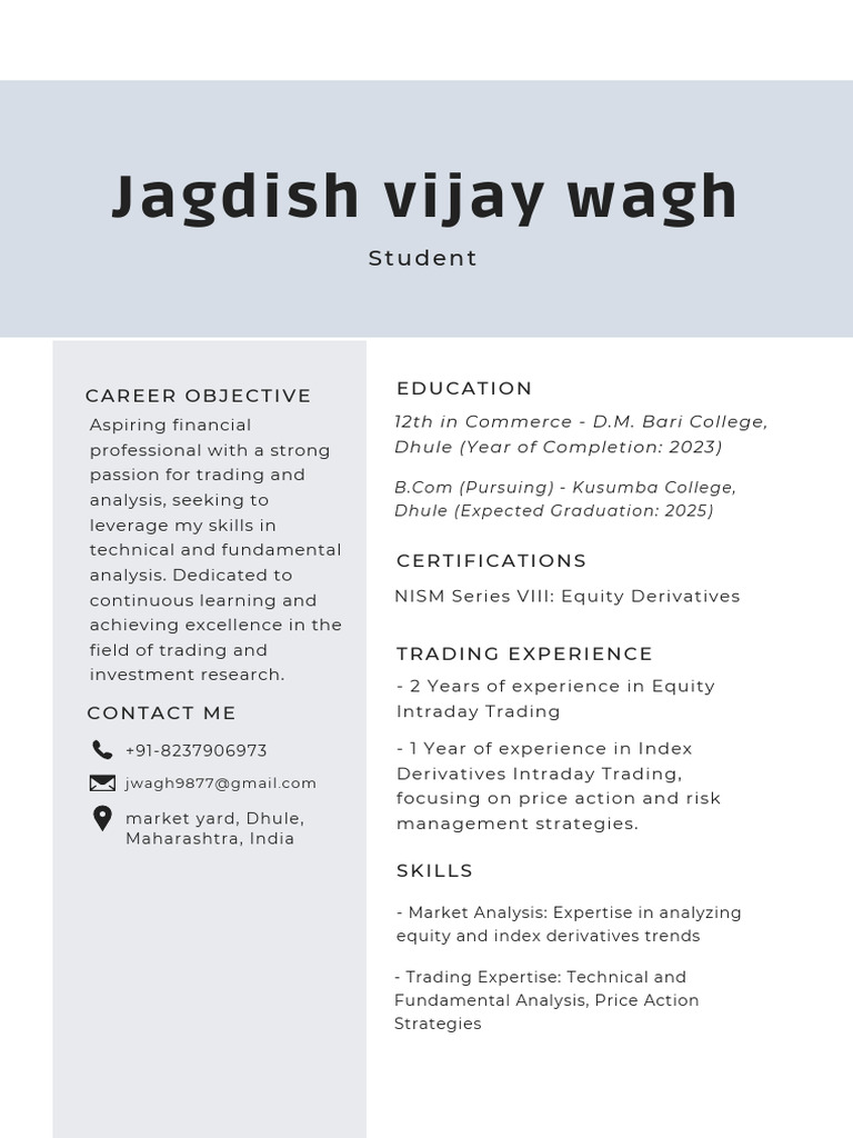 Jagdish Vijay Wagh: Student | PDF