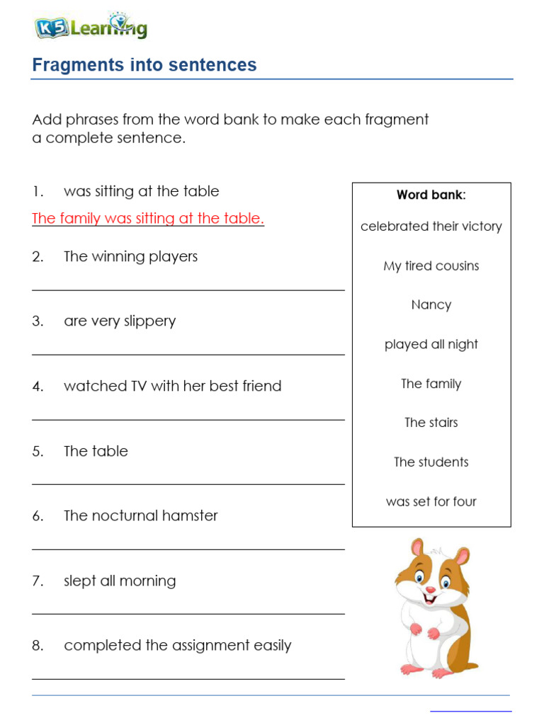 Grade 2 Fix Sentence Fragments C | PDF