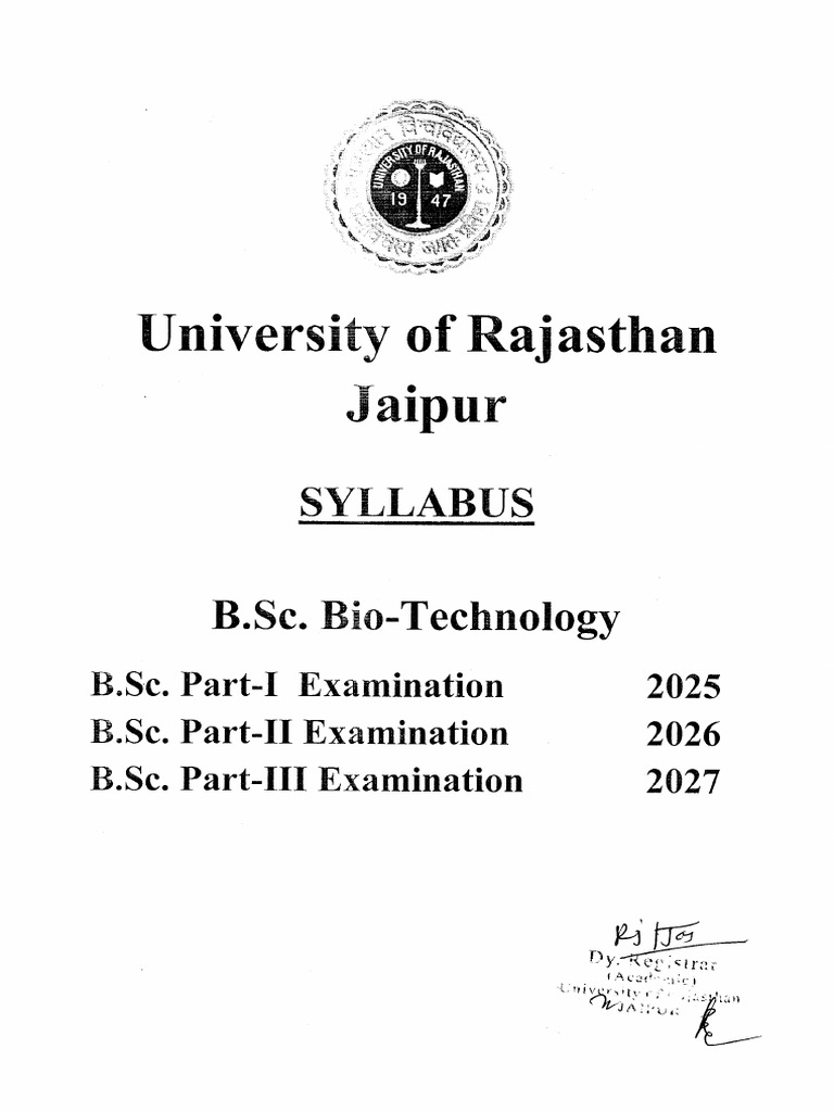 B.Sc. Biotechnology Syllabus 2025-2027 | PDF