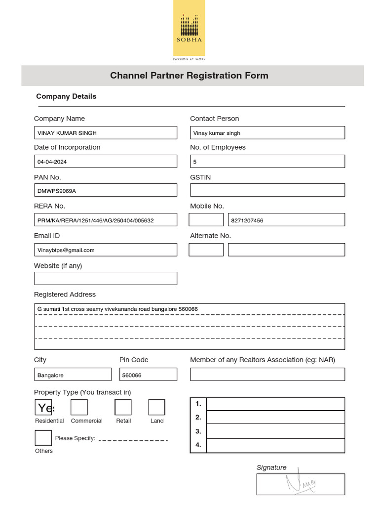 Channel Partner Registration Form | PDF