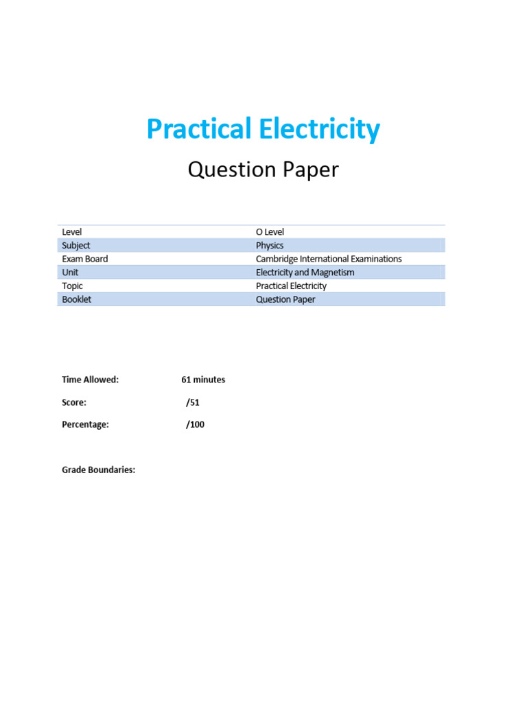 21-Practical Electricity-Electricity Magnetism-Cie o Level Physics-2 ...