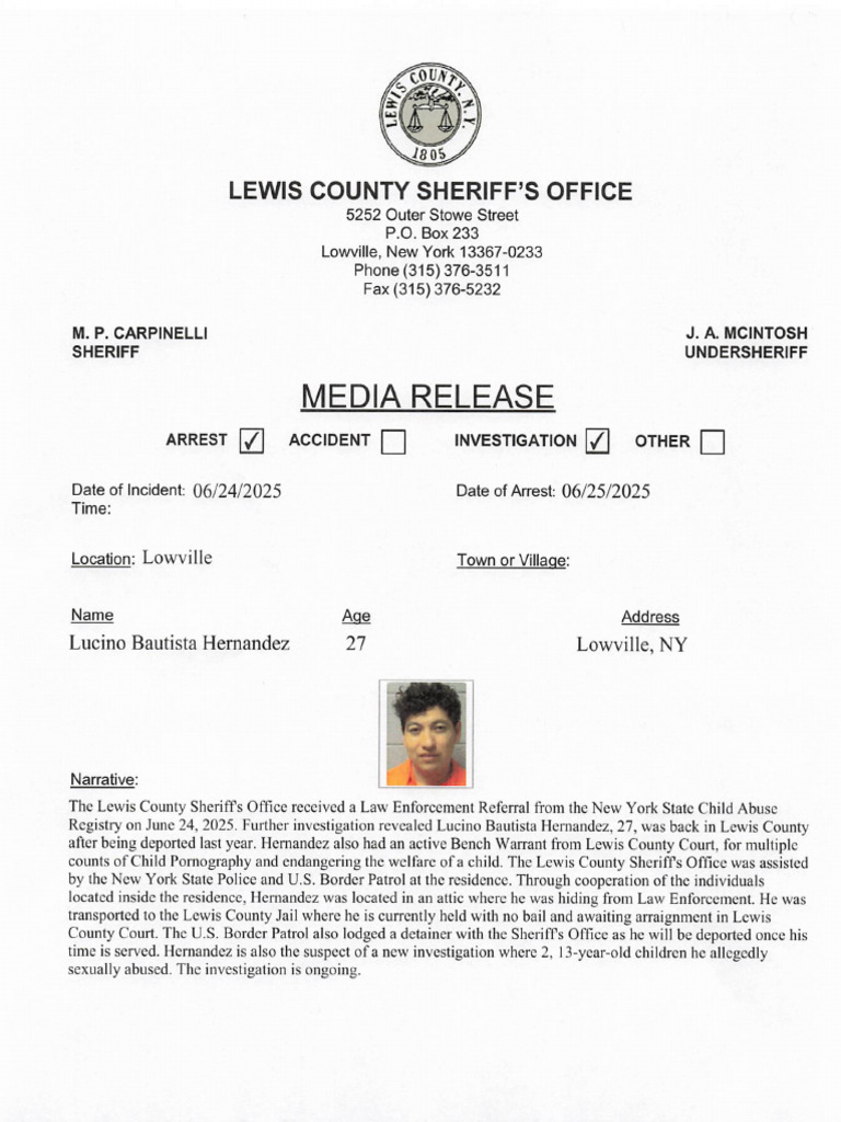 Lewis County Sheriff's Office June 26, 2025 | PDF