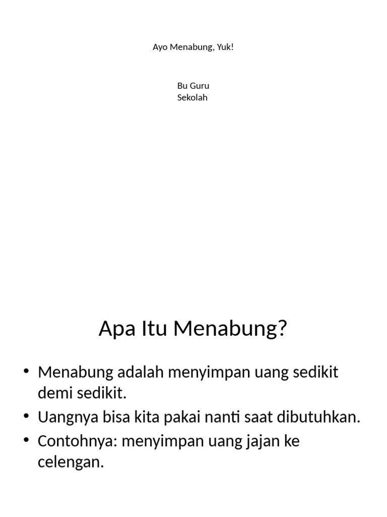 Literasi Menabung Anak | PDF