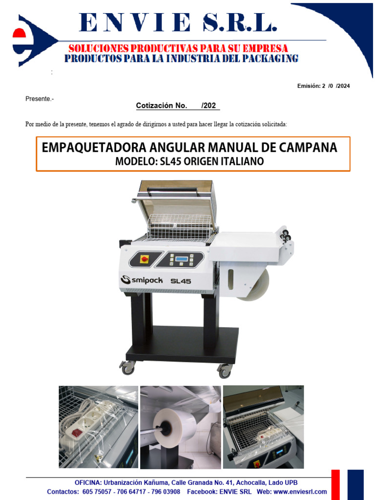 Cotizacion No. 422 - Comercial Ariana - Smipack Sl45 | PDF