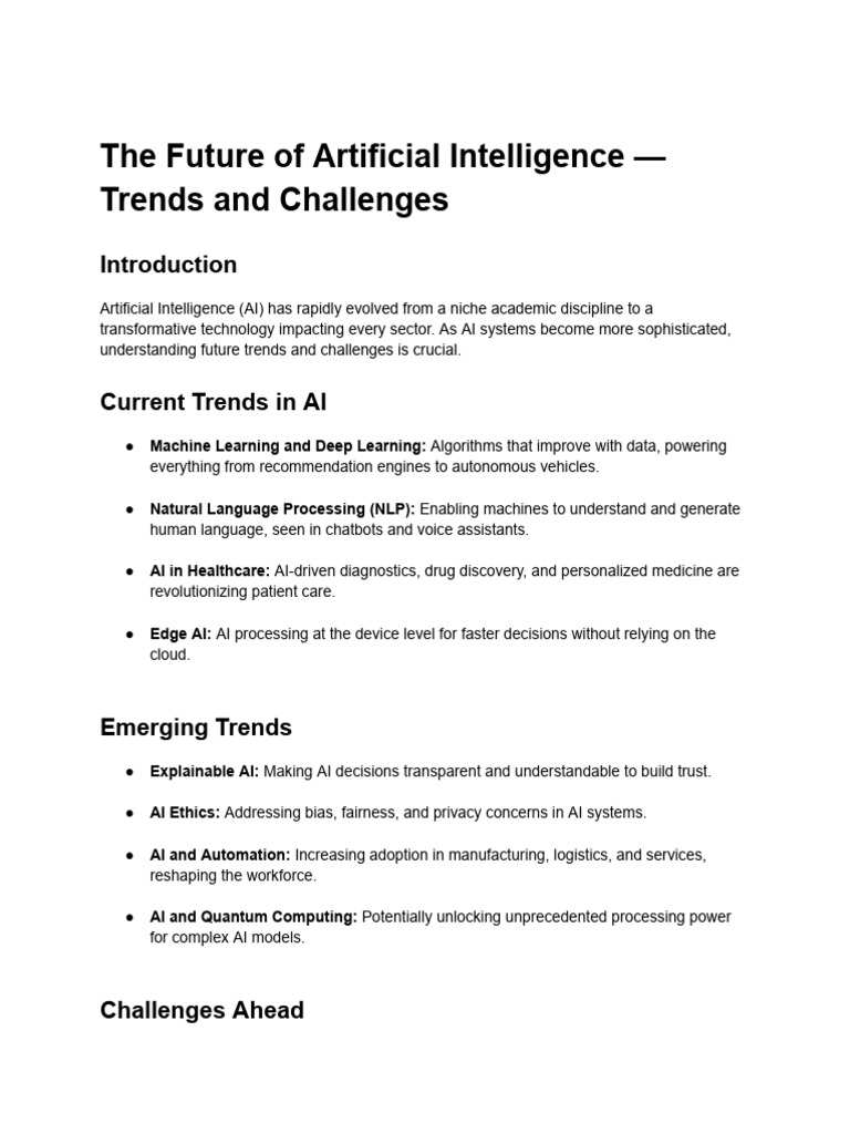 Future AI Trends and Challenges Explained | PDF