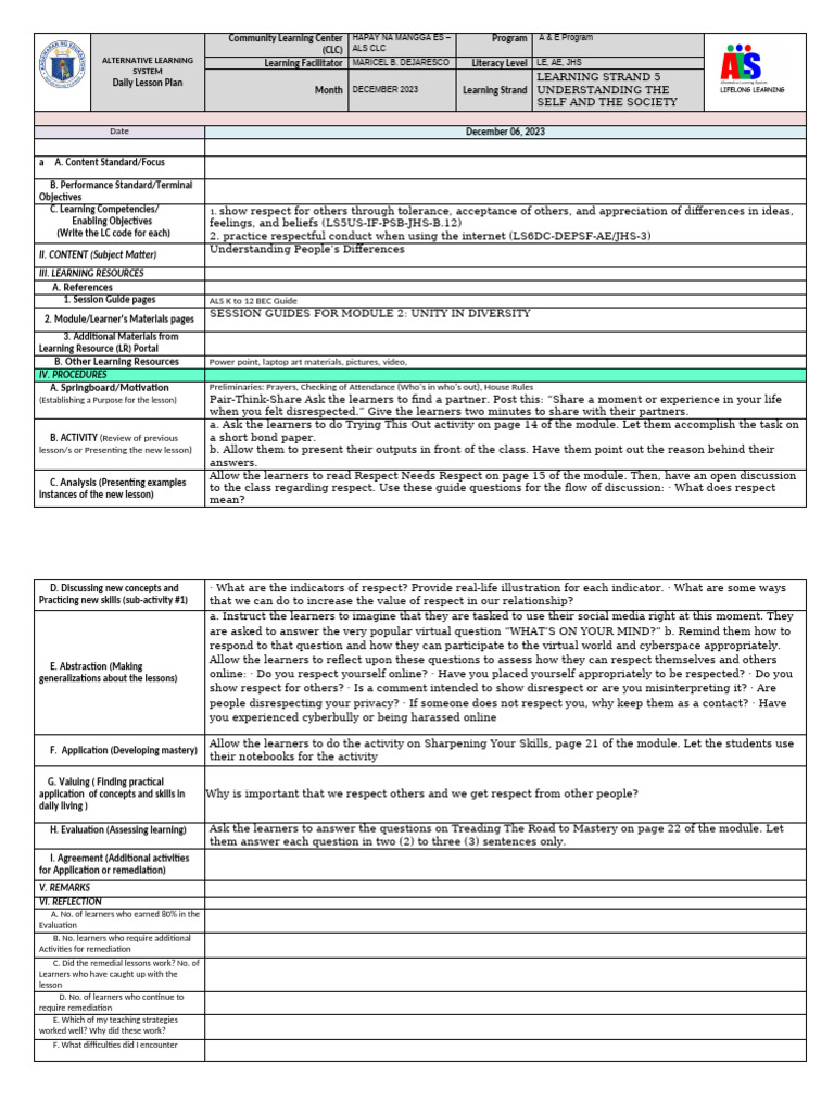 Ls 5understanding The Self and The Society Module 2 Lesson 2 | PDF ...