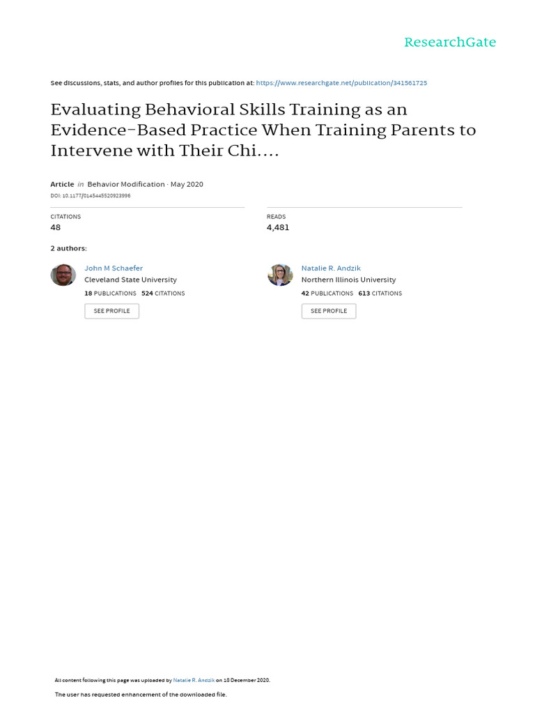 Behavioral Skills Training: An Evidence-Based Practice For Parents ...