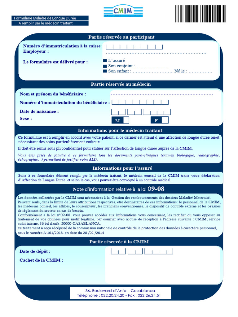 Formulaire ALD pour la CMIM | PDF | Soins de santé | Médecine