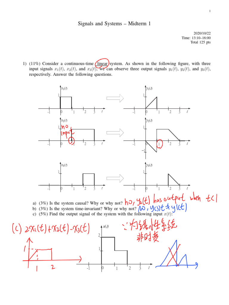 Signals Systems Mid1 2020 Marked | PDF | Electronics | Physics
