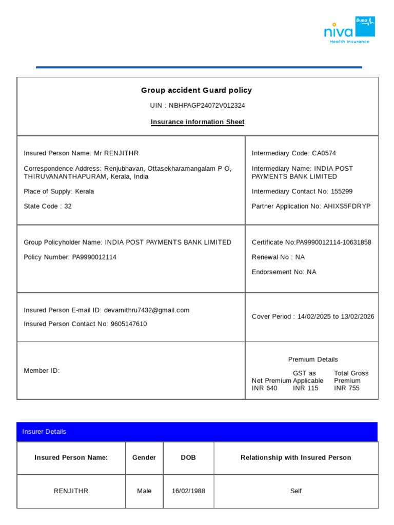 Niva Bupa Gag Coi Certificate 15lakh-Pa9990012114-10631858 | PDF ...