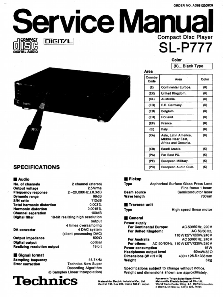 Technics sl-p777 | PDF