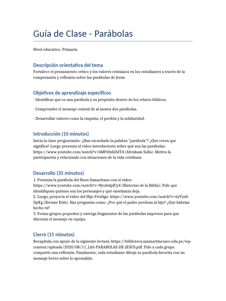Guía Clase 3ro5toprimaria Parabolas | PDF