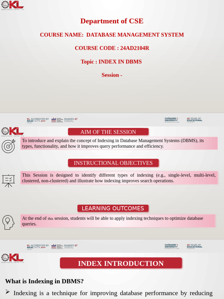 Co2 - Index in DBMS 1 | PDF | Database Index | Databases