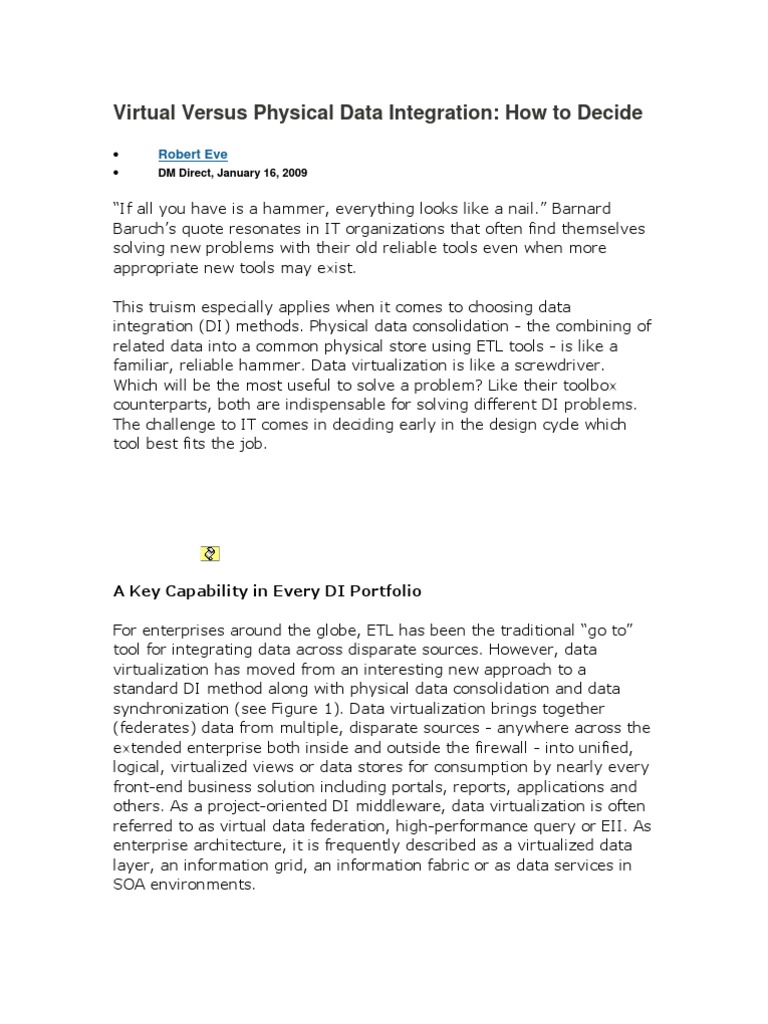IT Pros: Choosing Data Integration Tools | PDF | Business Intelligence ...