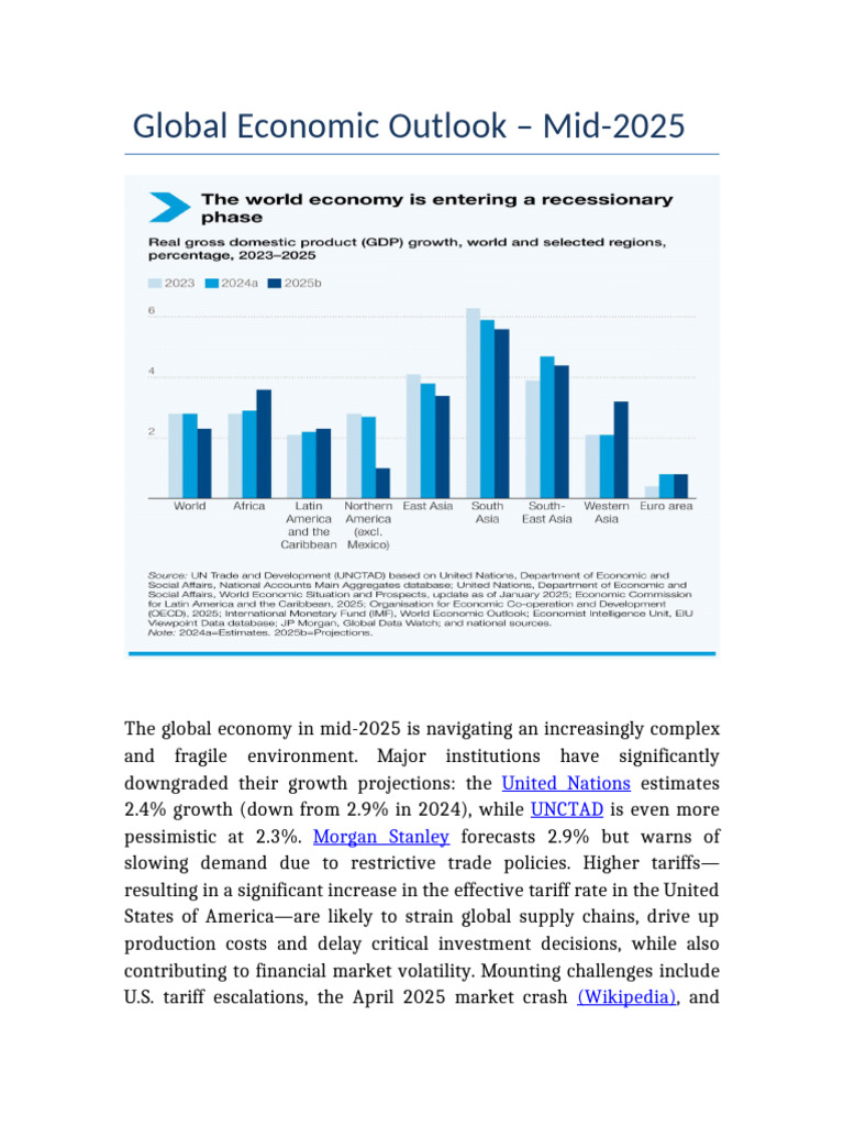 Global Economic Outlook Mid 2025 Condensed | PDF