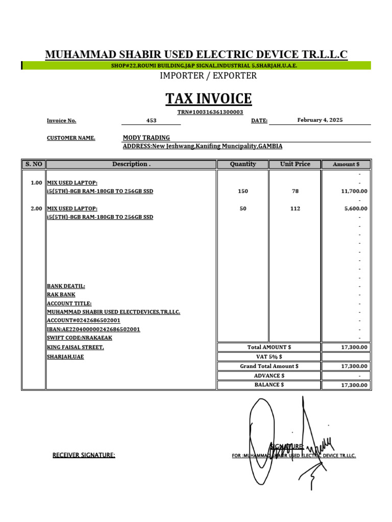 Tax Invoice for Used Laptops Sale | PDF | Payments | Taxes