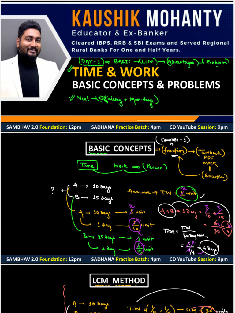 Time & Work Basic Concepts & Problems | PDF