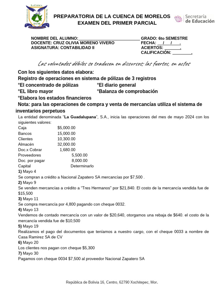 Examen 1er Parcial Contabilidad II | PDF
