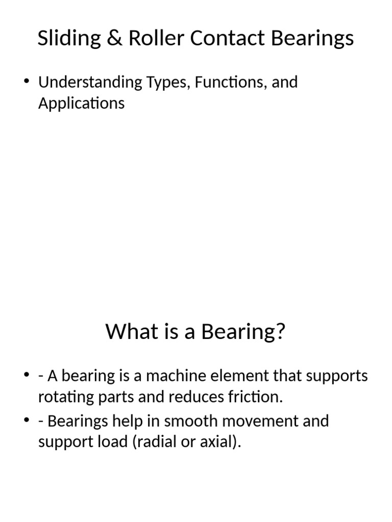 Types of Sliding and Rolling Bearings | PDF