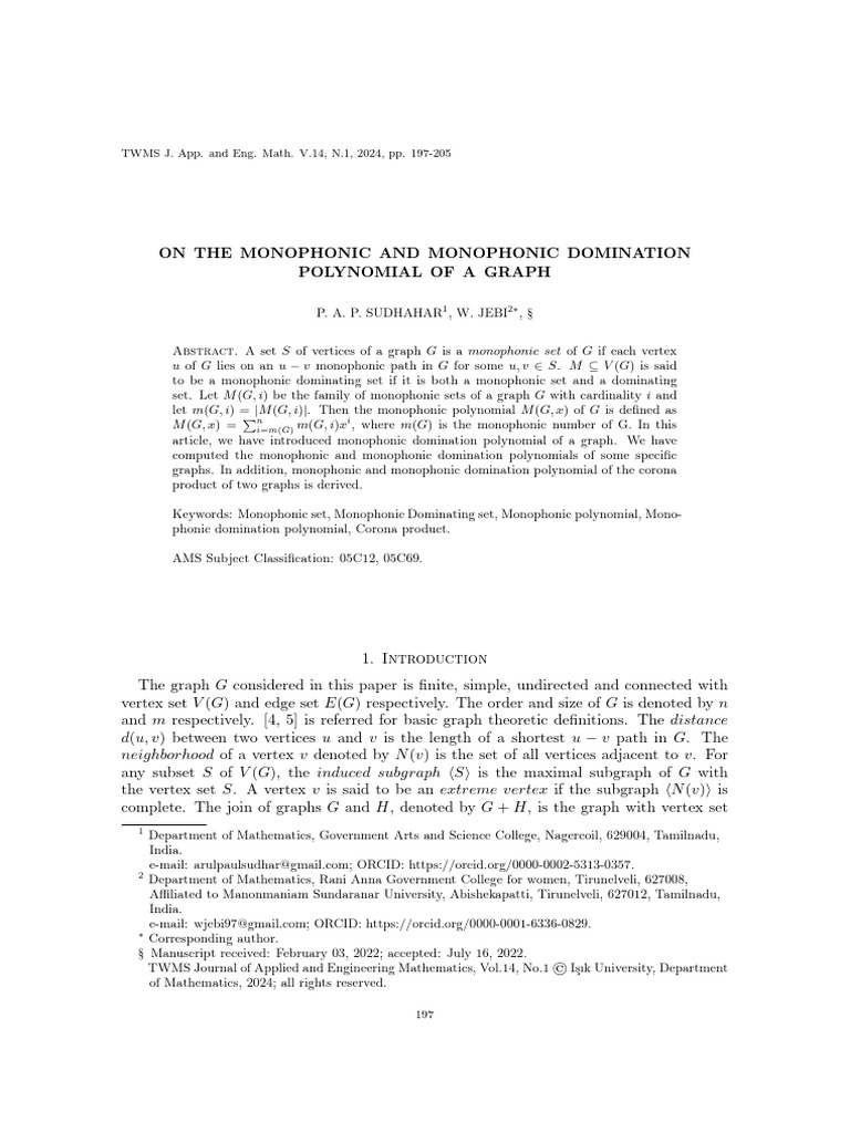 On The Monophonic and Monophonic Domination Polynomial of A Graph-1 ...