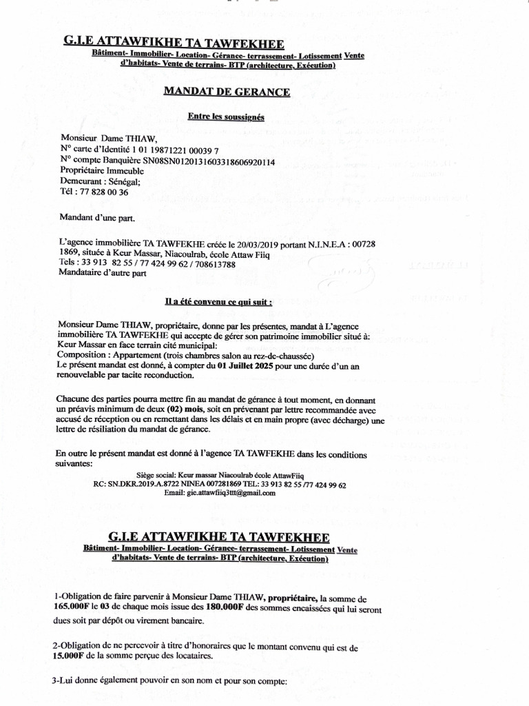 Contrat Agence | PDF