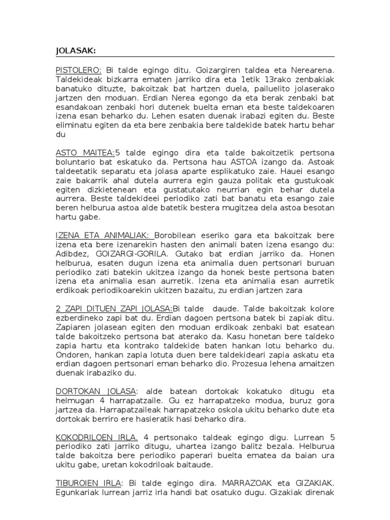 Jolasak Eskulanak | PDF
