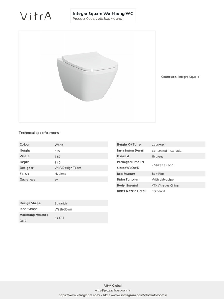 Integra Square Wall-Hung WC | PDF