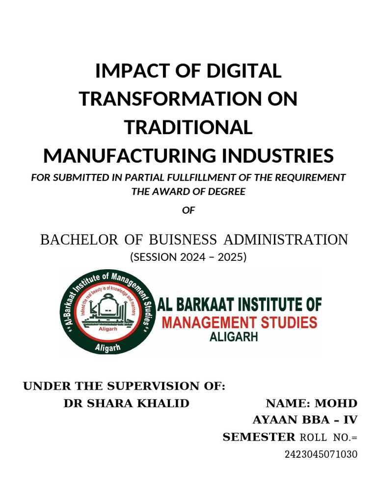 Bba Project Traditional Vs Modern Manufacturing | PDF | Automation ...