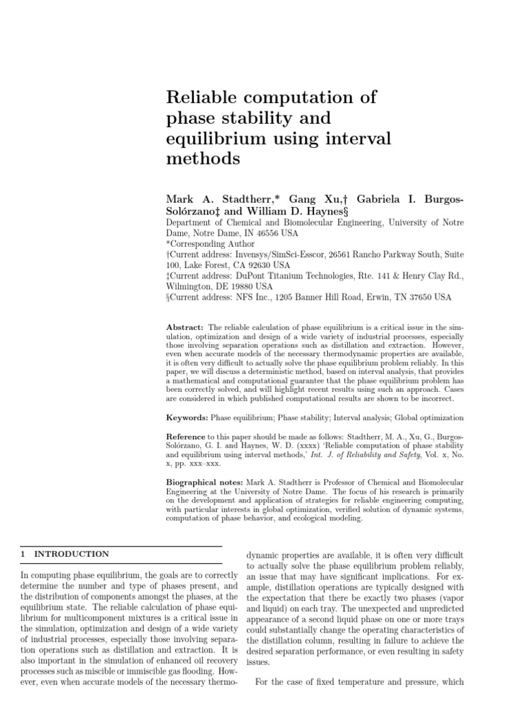 Reliable Phase Stability Computation | PDF | Phase (Matter ...