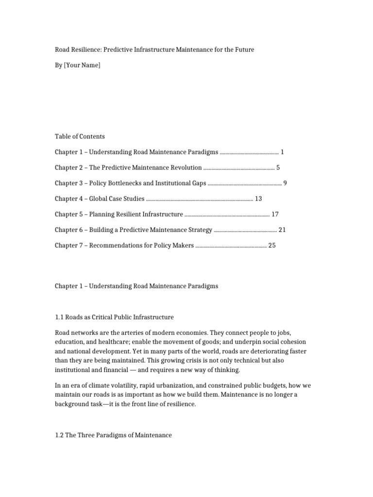 Predictive Road Maintenance Strategies | PDF | Governance | Road