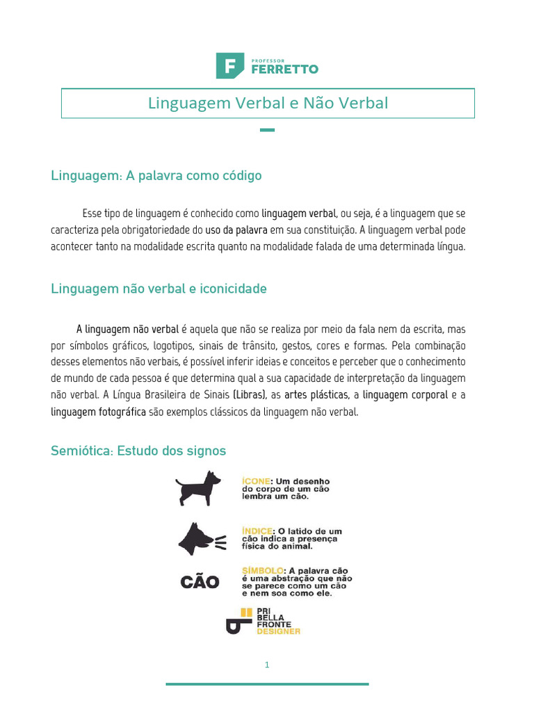 Linguagem Verbal e Não Verbal Explicada | PDF