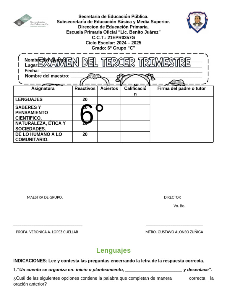 Benito Juarez Examen Tercer Trimestre | PDF | Combustión | Atmósfera