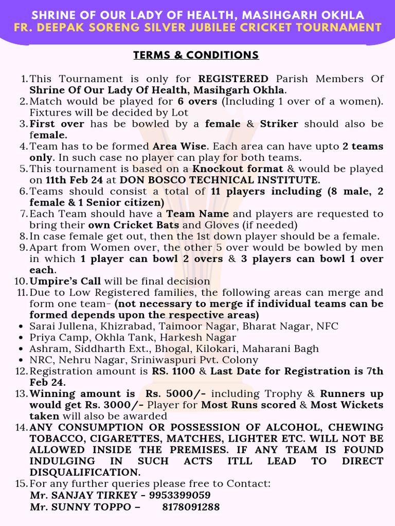 Cricket - Terms and Conditions | PDF