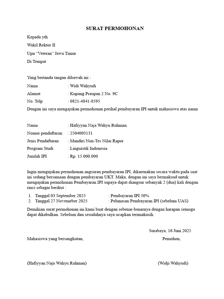 Surat Permohonan | PDF