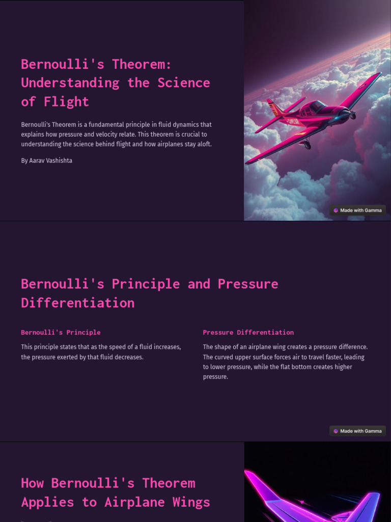 Bernoullis Theorem Understanding The Science of Flight | PDF
