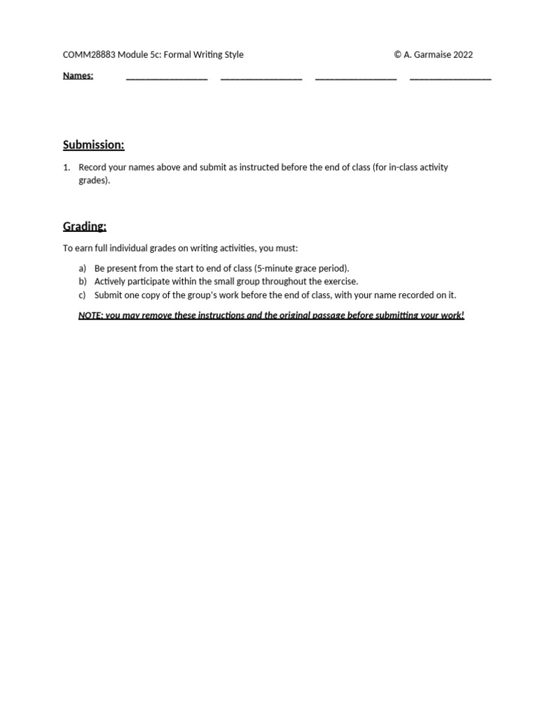 BC2 Module 5c In-Class Activity FormalWritingStyle | PDF | Sexual ...