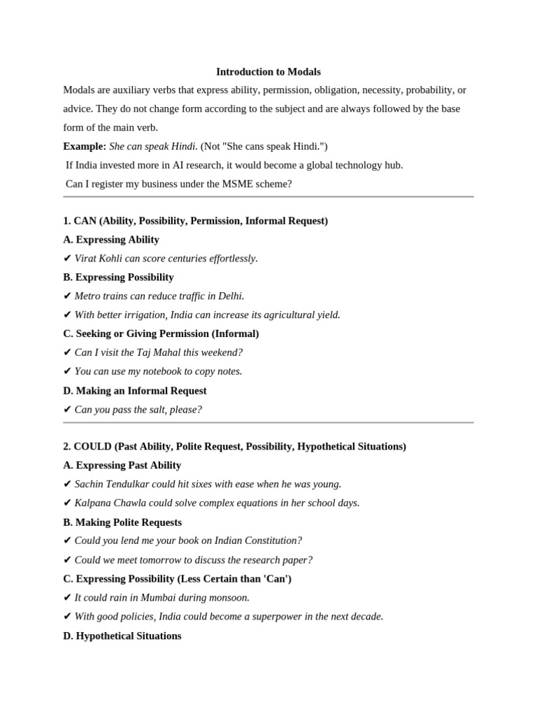 Understanding English Modals Explained | PDF