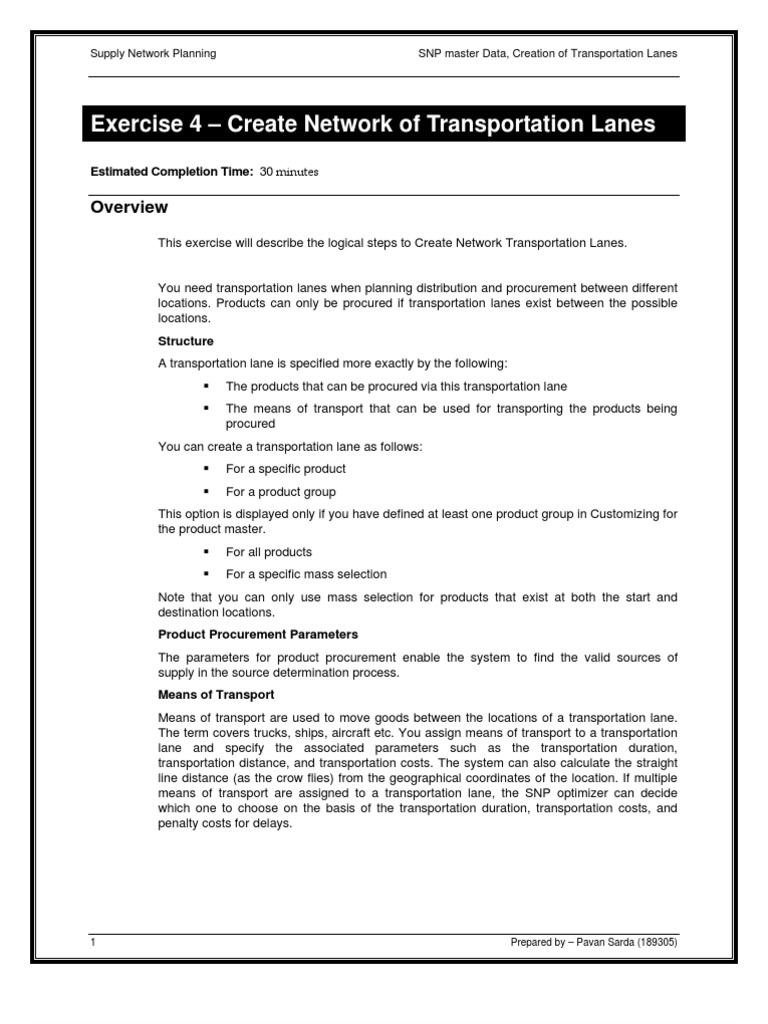 4.APO SNP Master Data Creation of Transportation Lanes | PDF ...