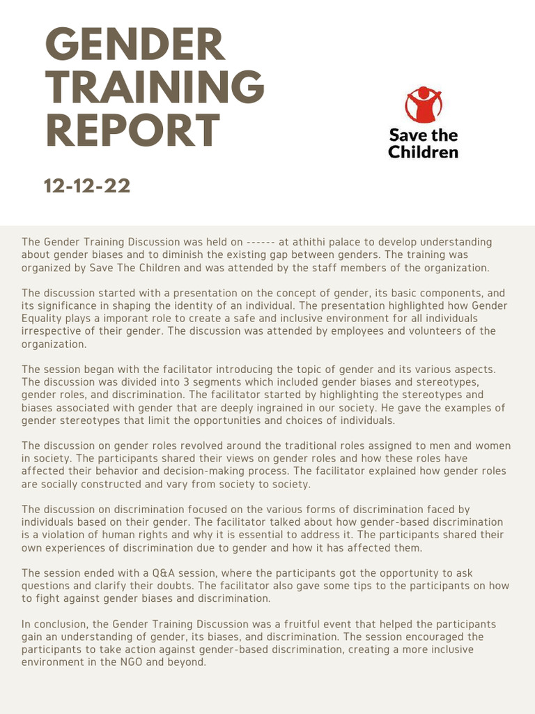 Gender Training Discussion Insights | PDF