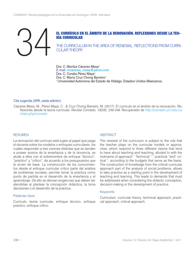 Cáceres Ta Curr Renov | PDF | Plan de estudios | Maestros