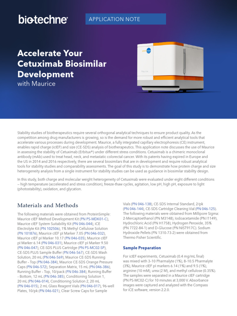 Cetuximab Biosimilar Dev App Note | PDF | Monoclonal Antibody | Chemistry